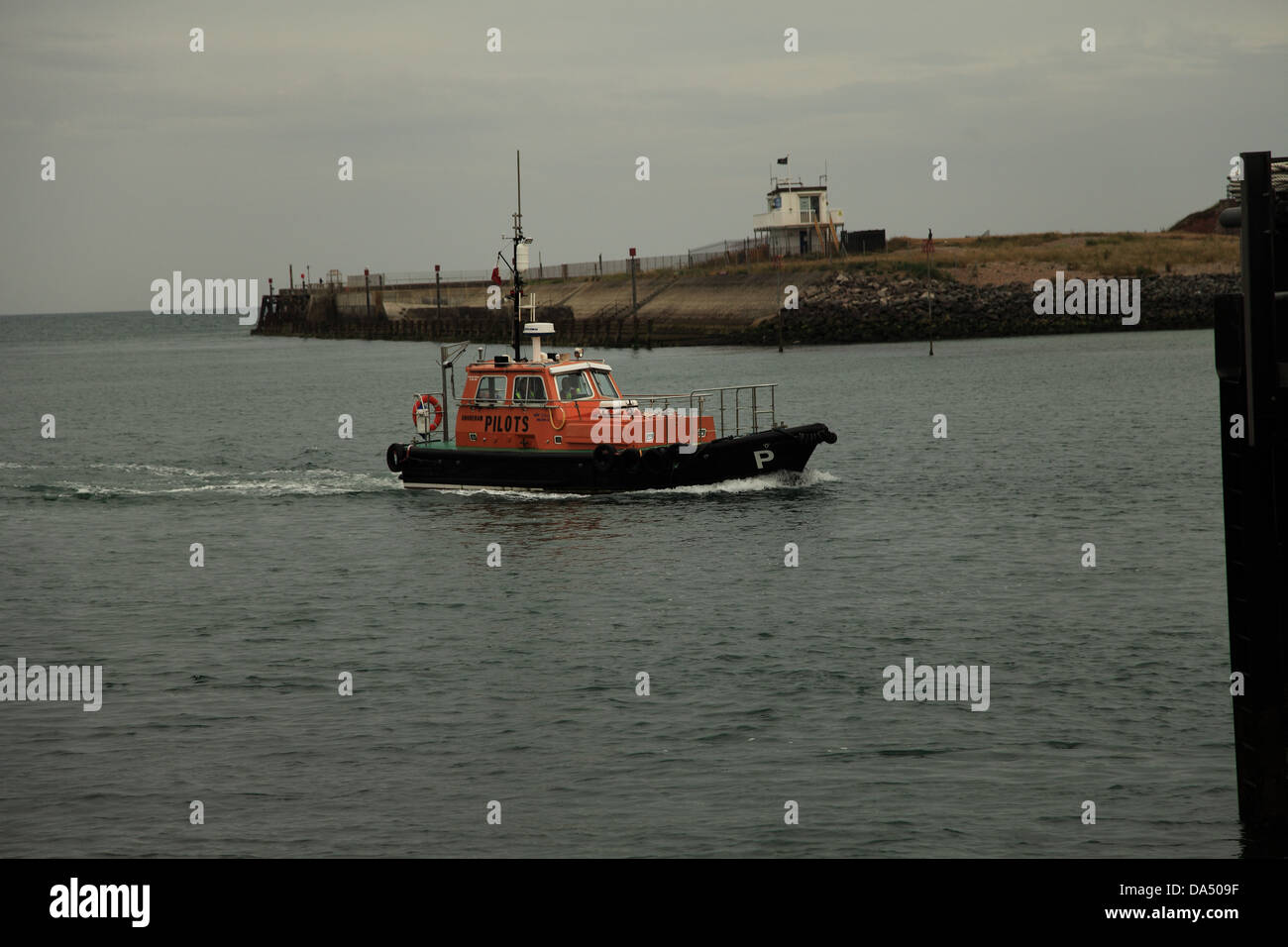 Pilot boat entering Shoreham Harbour, seen from Shoreham Lifeboat ...