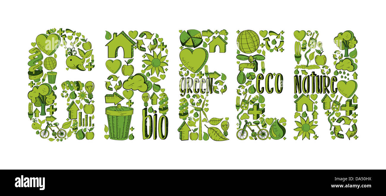 Green word hi-res stock photography and images - Alamy