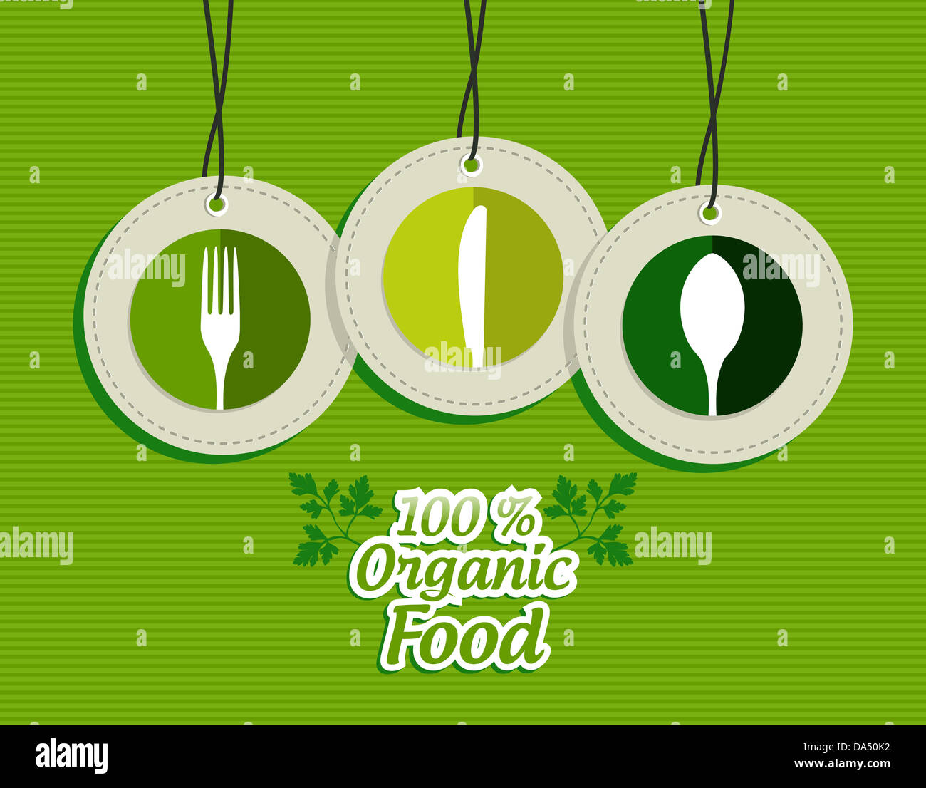 Green recycle dishware design elements circle symbols set background ...