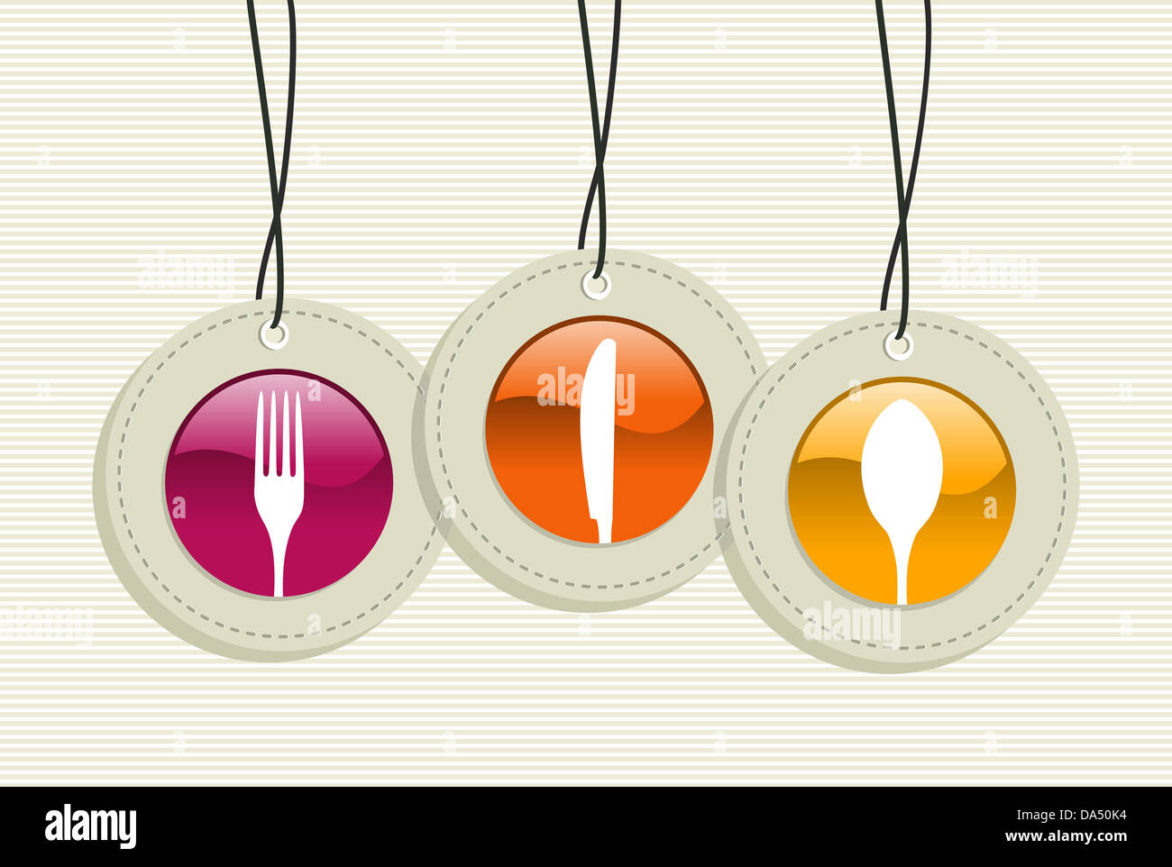 Cutlery design elements circle symbols set background. Vector file ...