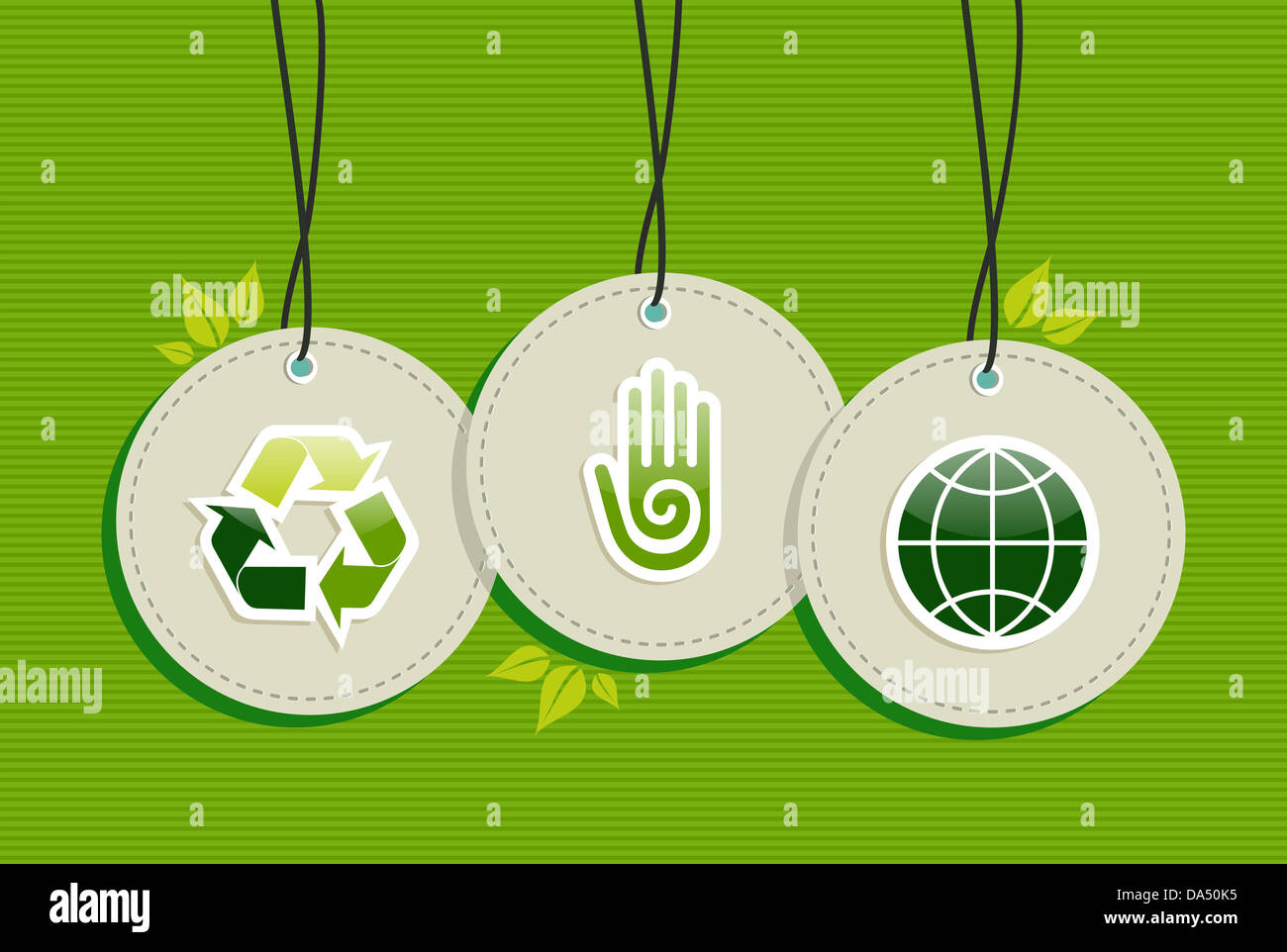 Green environment design elements circle symbols set background. Vector ...