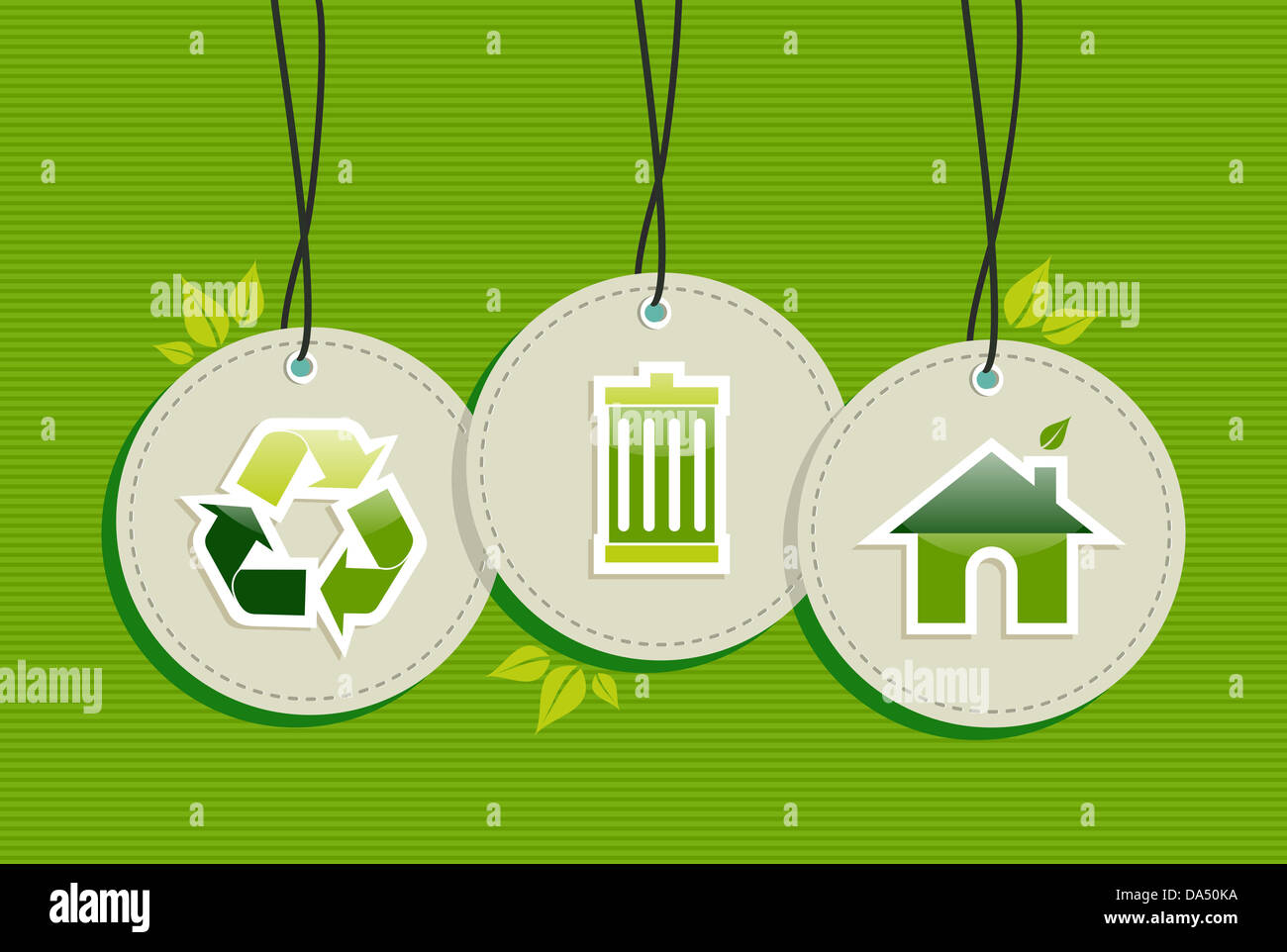 Ecologic recycling design elements circle labels set background. Vector ...