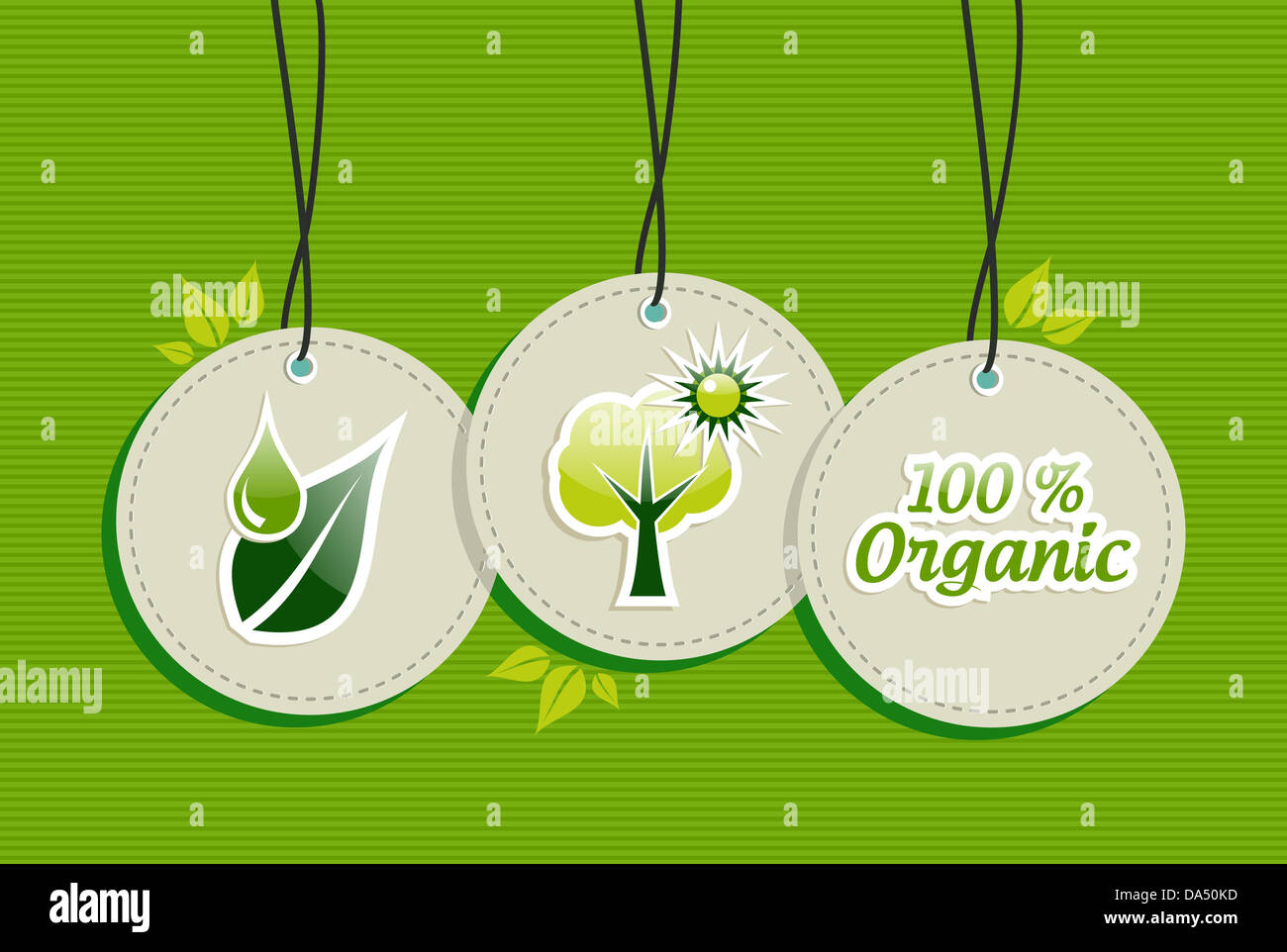 Green biology design elements circle symbols set background. Vector ...