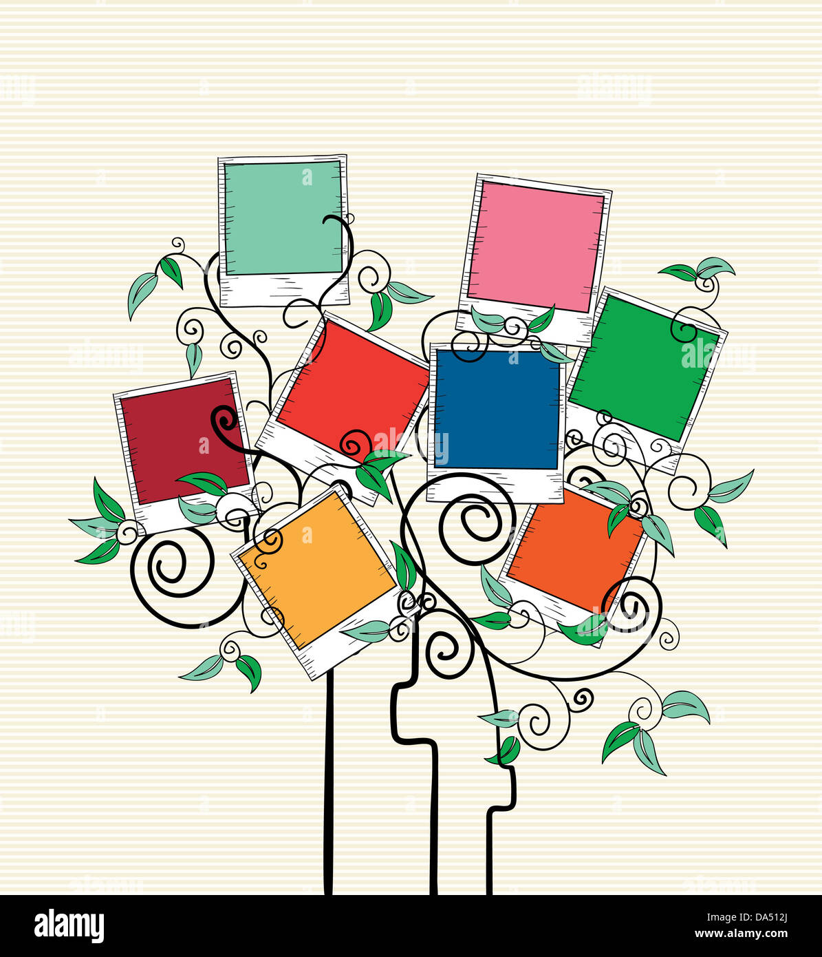 Colorful Instant Photo Curl Leaf Tree Design Vector File Layered For Easy Manipulation And