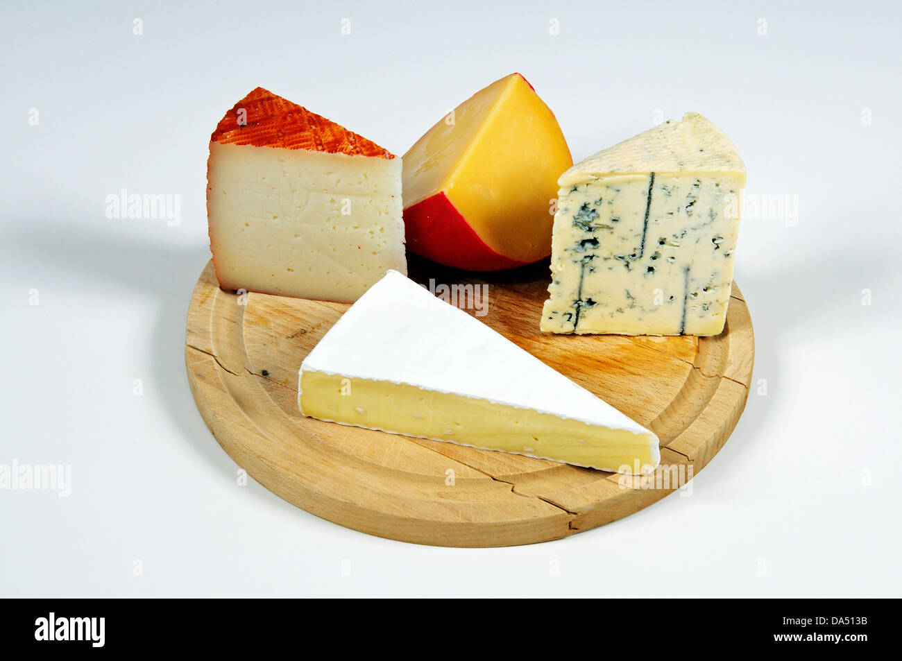 Cheese selection of Dutch Edam, French Brie, Spanish Manchego and ...