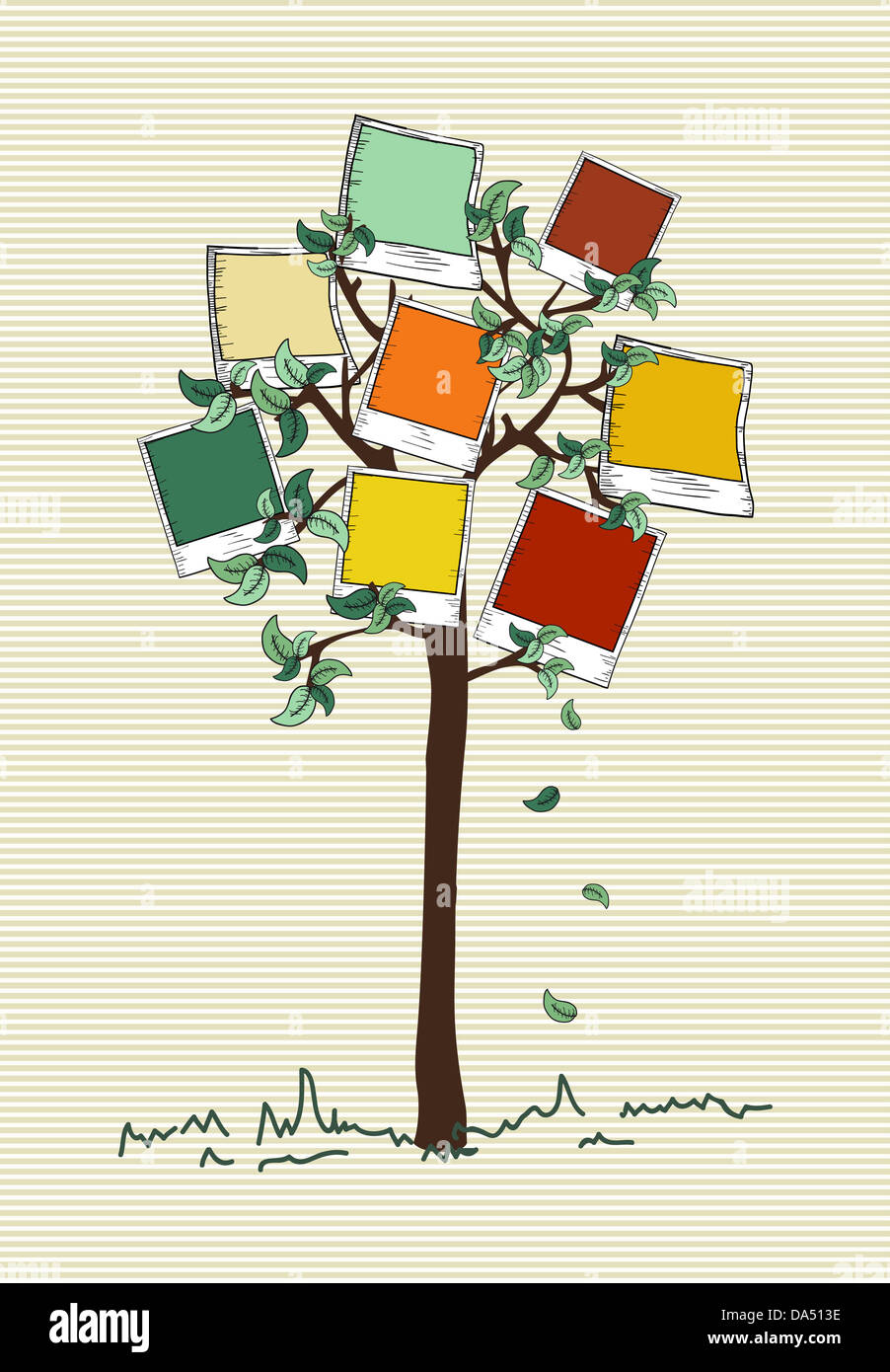 Colorful instant photo leaf tree stripes background design. Vector file ...