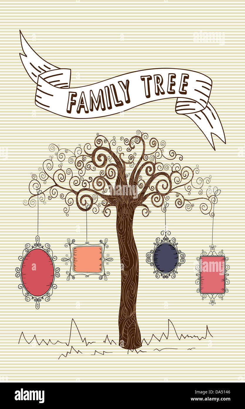 Trendy old school portrait stripes background leaf tree design. Vector ...