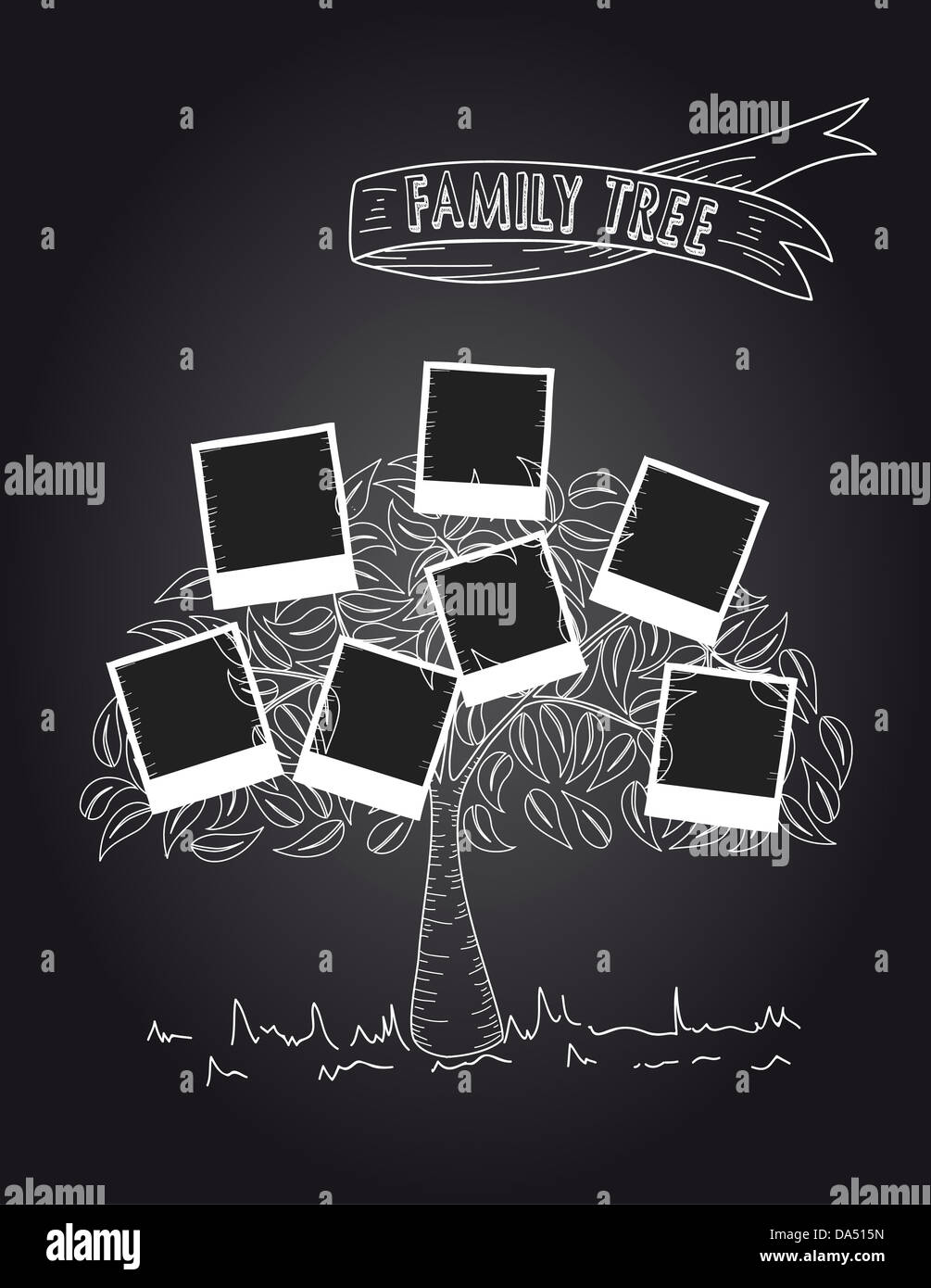 Trendy black and white instant photos leaf tree design. Vector file ...