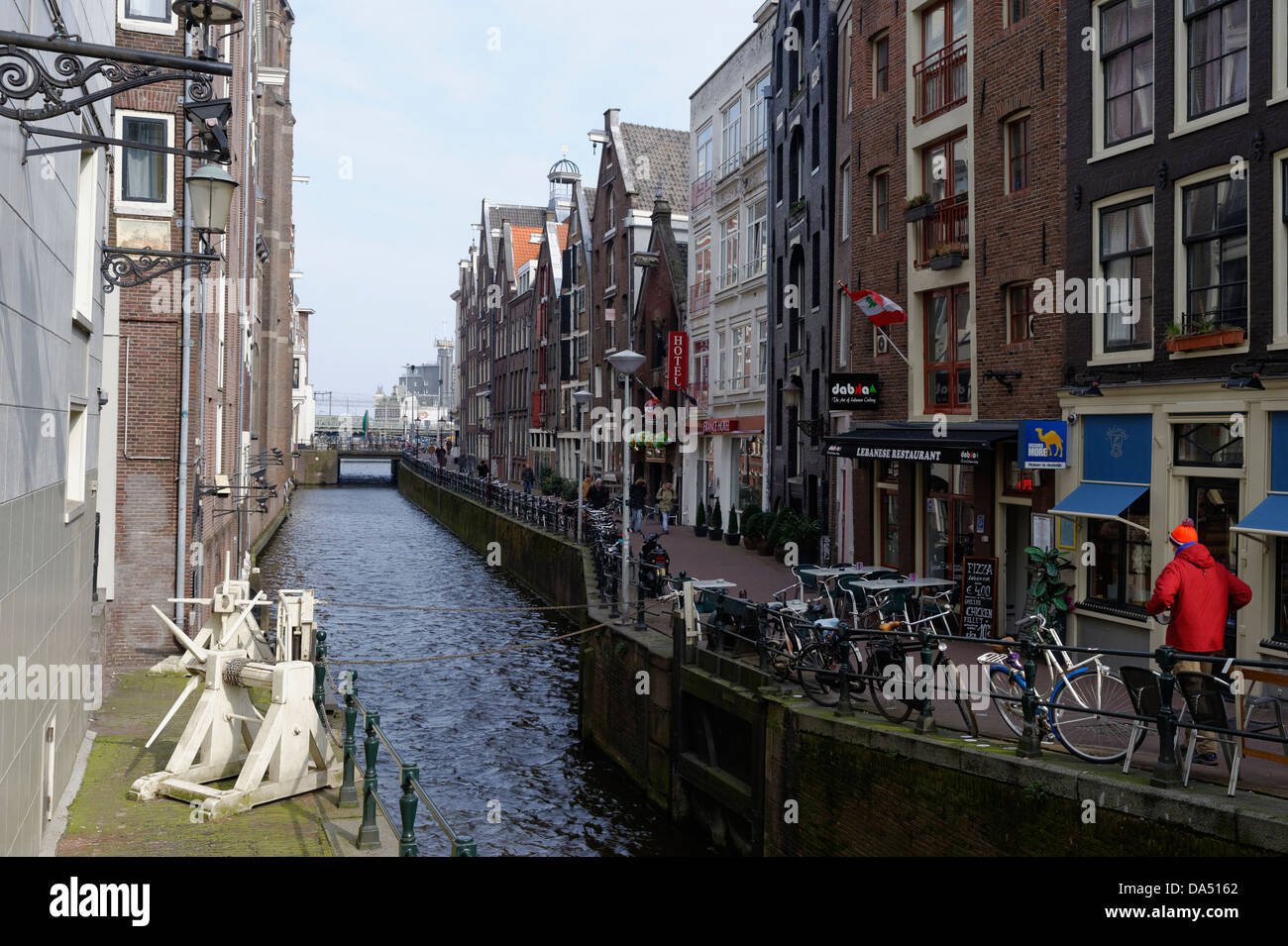 Traditional Amsterdam housing on a canal close to Central Stock Photo ...