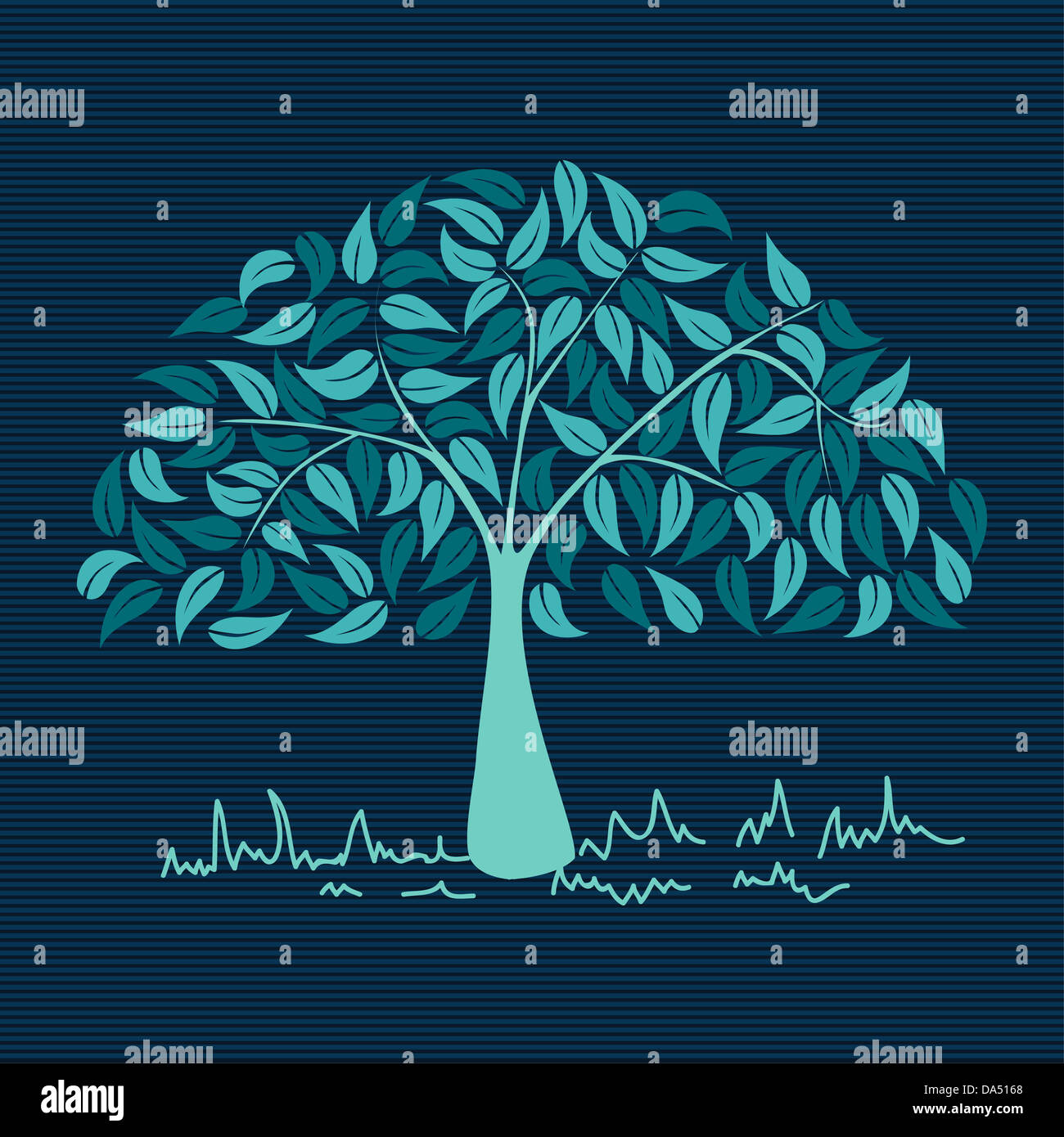Blue branches leaf tree stripes background design. Vector file layered ...