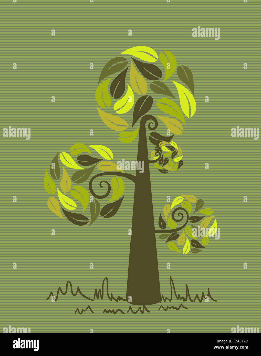 Green branches leaf tree stripes background design. Vector file layered ...