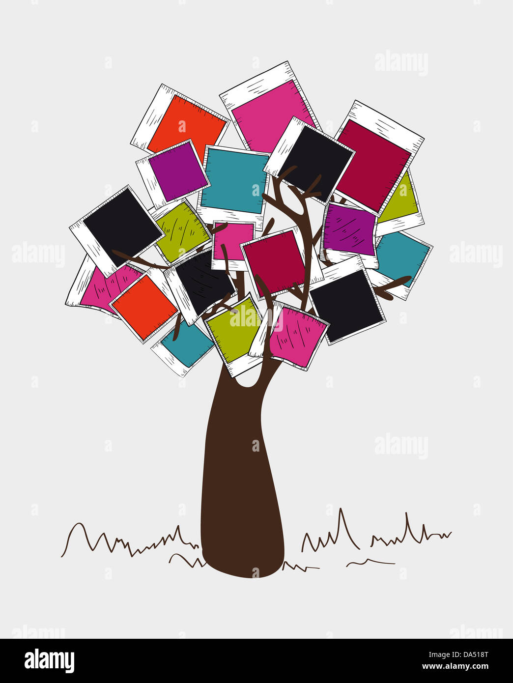 Colorful instant photo leaf tree design. Vector file layered for easy ...