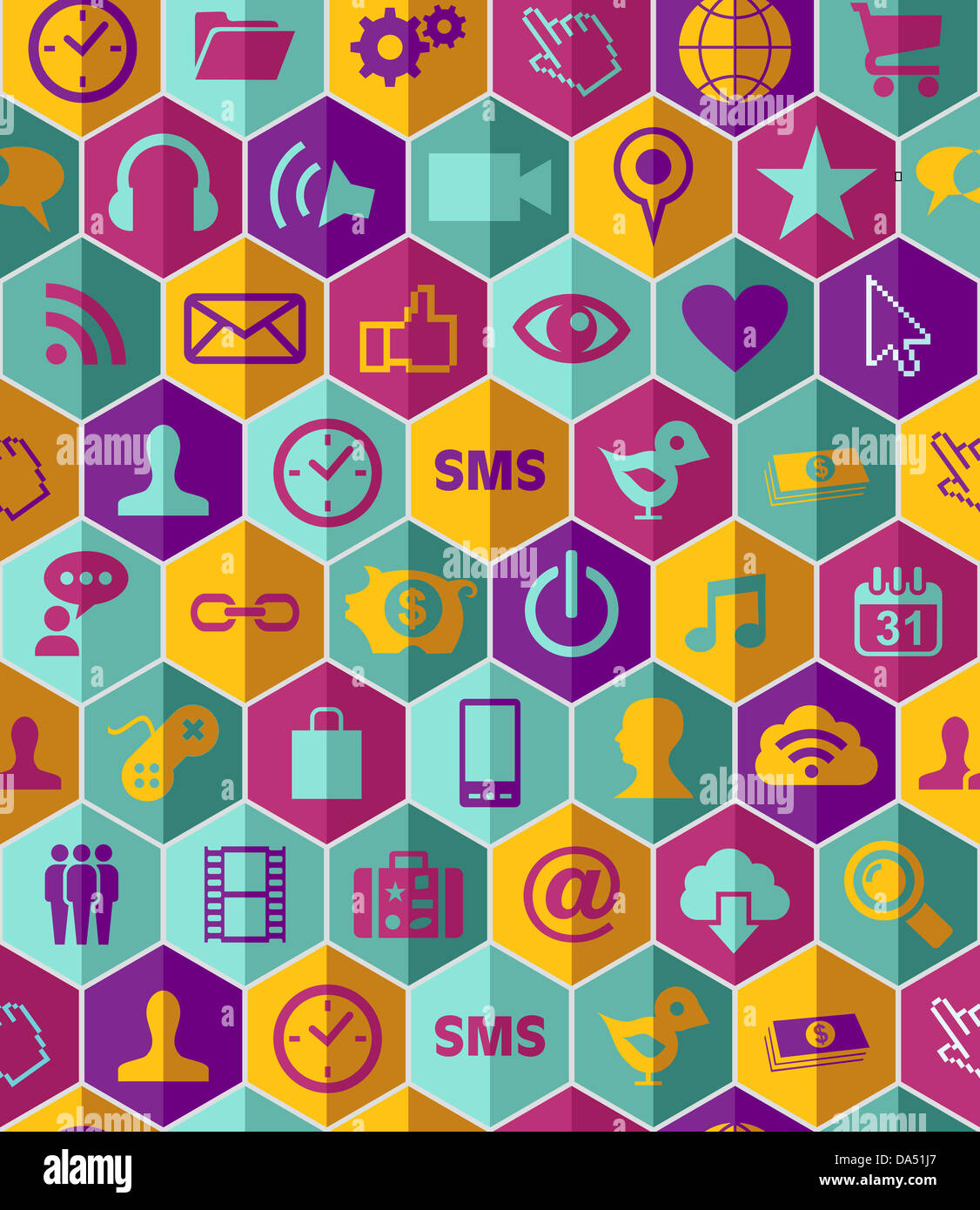 Smart phone app icon set seamless pattern background. Vector file ...
