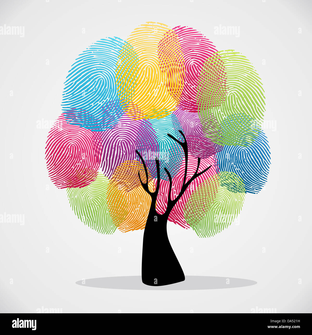 Diversity color tree finger prints illustration background set. Vector ...