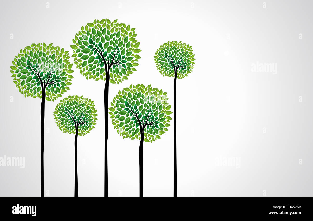 Cute green tree forest design. Vector file layered for easy edition ...