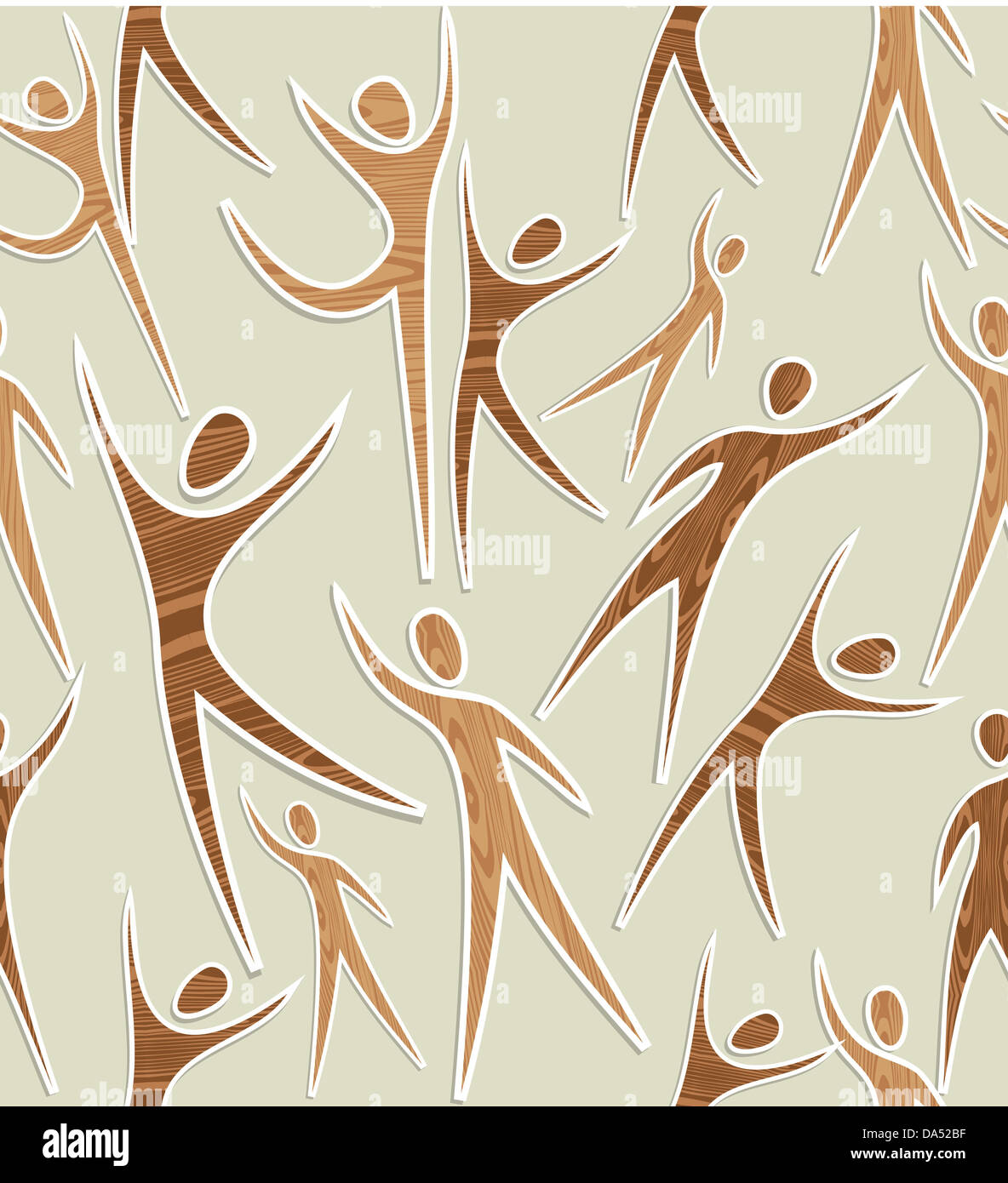 trendy human shapes seamless pattern wood style color. Vector file ...