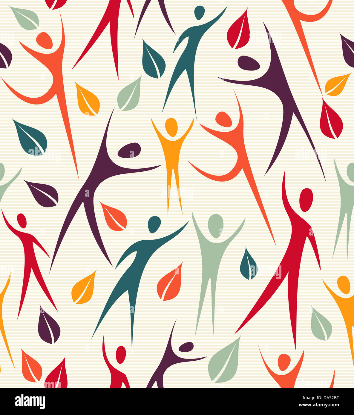 trendy human shapes seamless pattern colorful leaves. Vector file ...