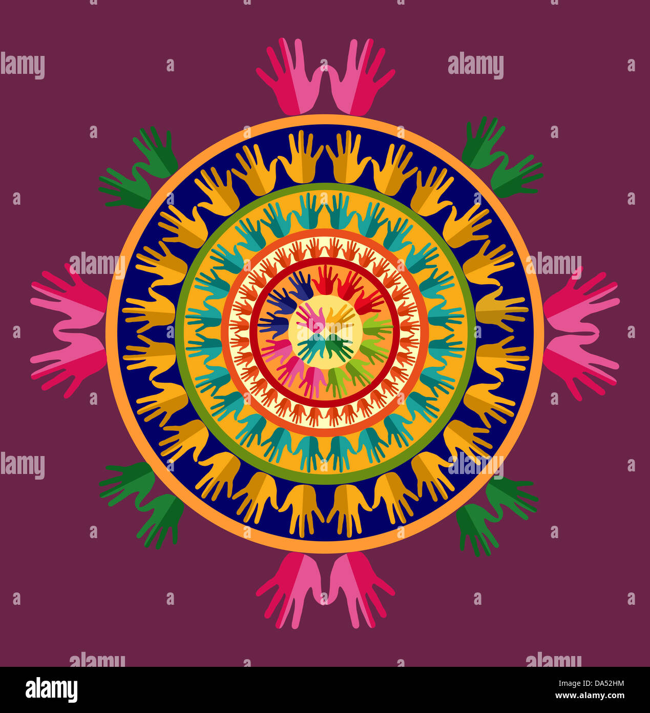 Hand circle human shape mandala design set. Vector file layered for ...