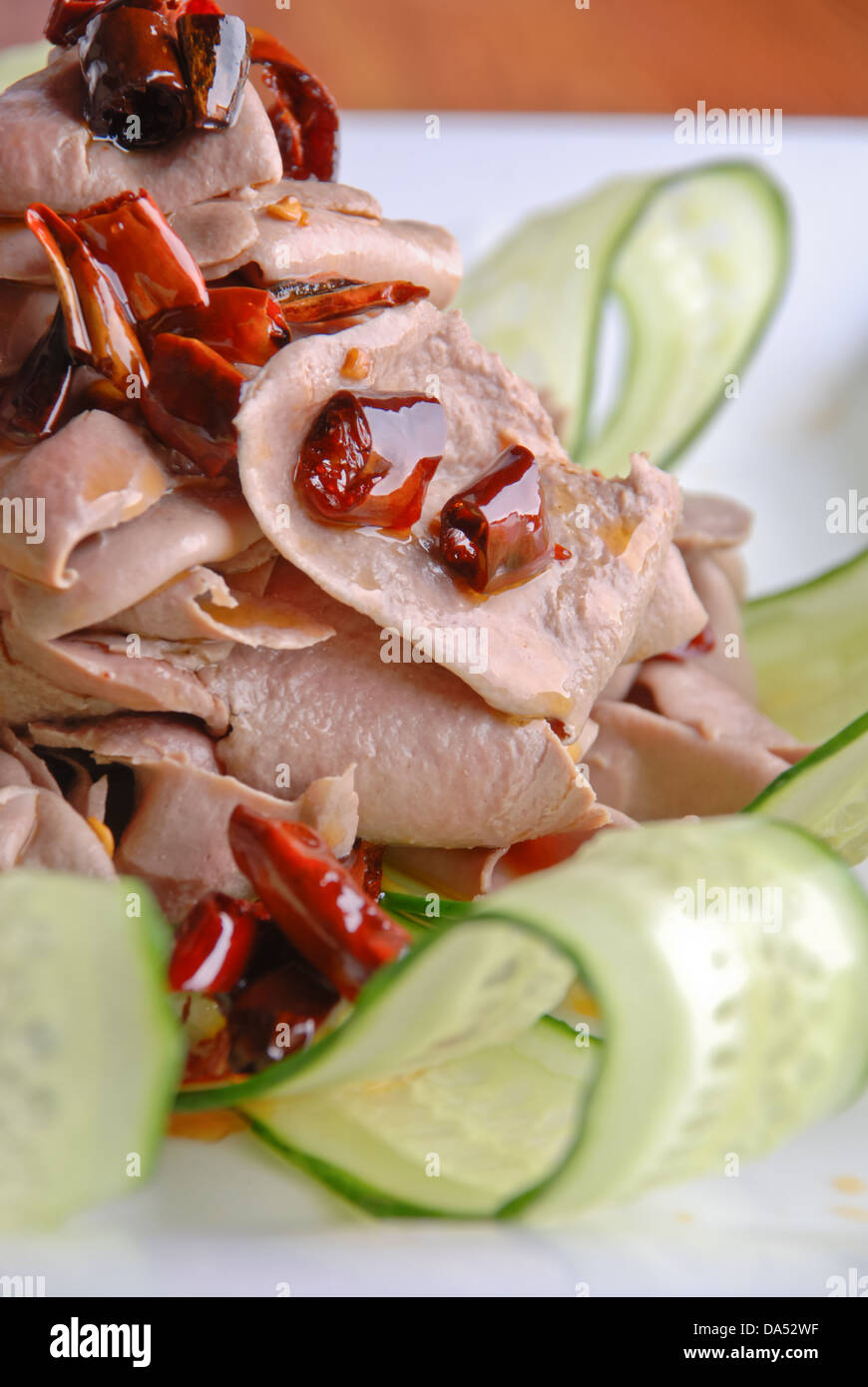 fried duck intestine with pepper Stock Photo - Alamy