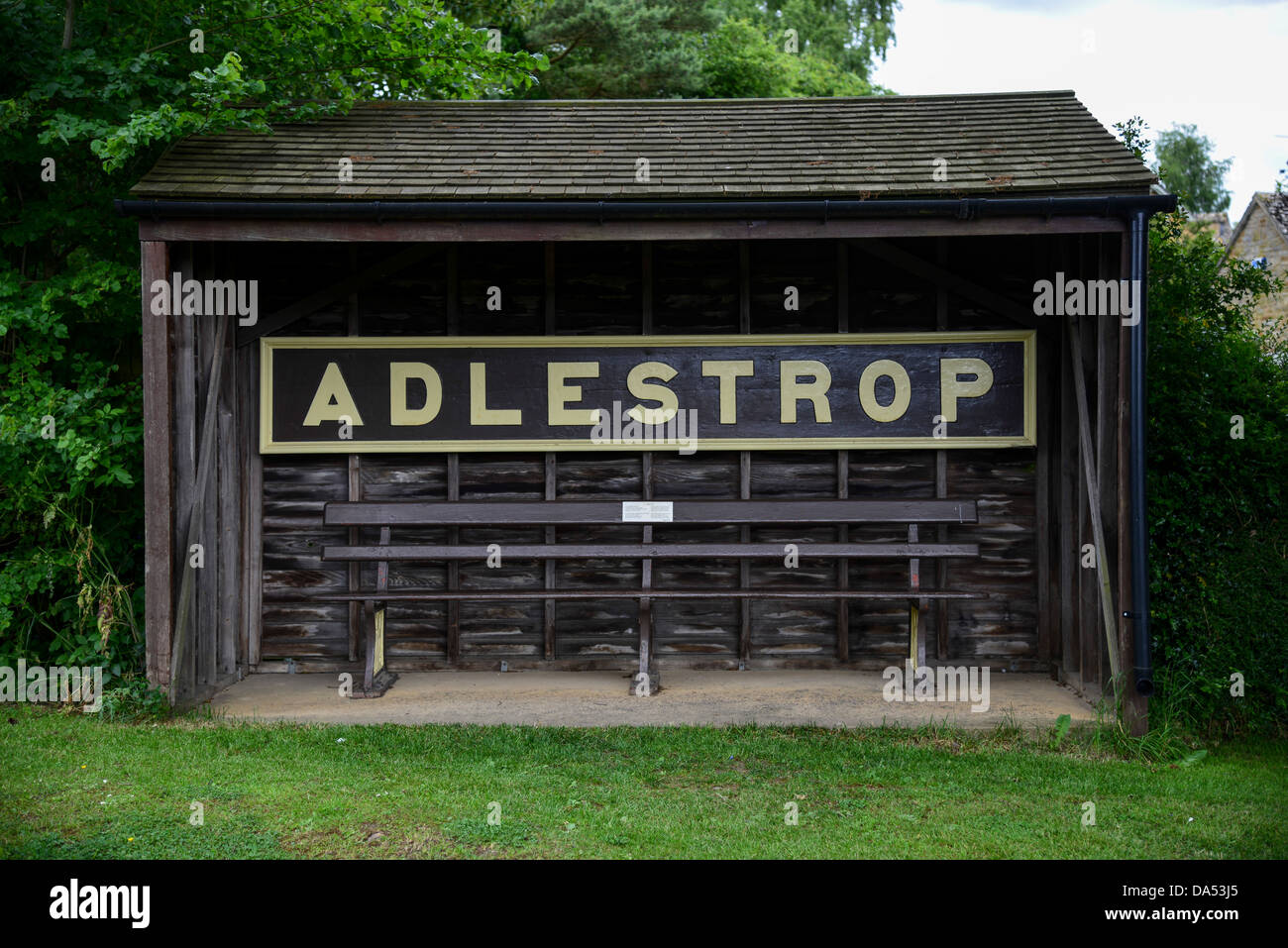 Former railway station bench now used as a bus shelter in the ...