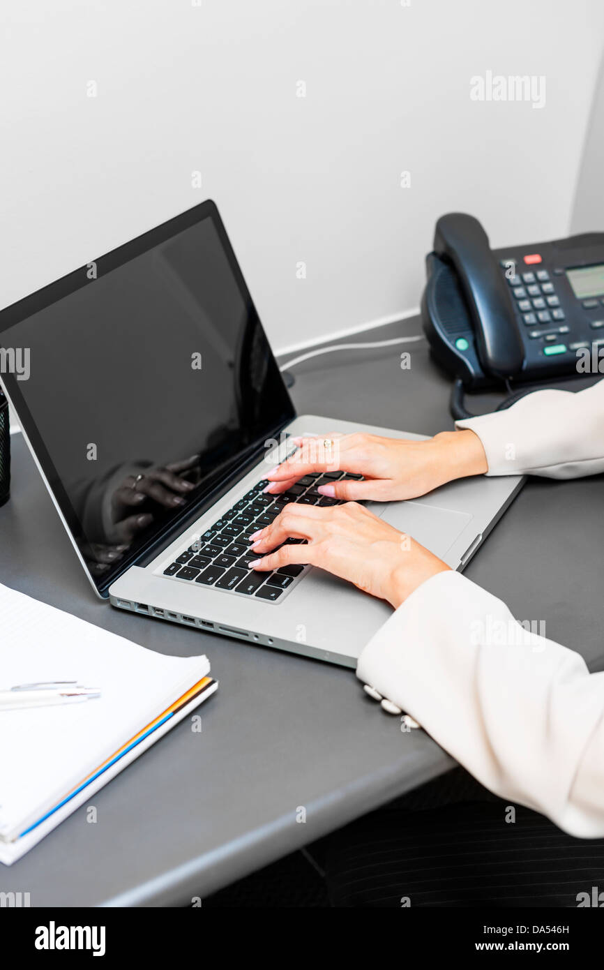 Female hands typing on laptop hi-res stock photography and images - Alamy