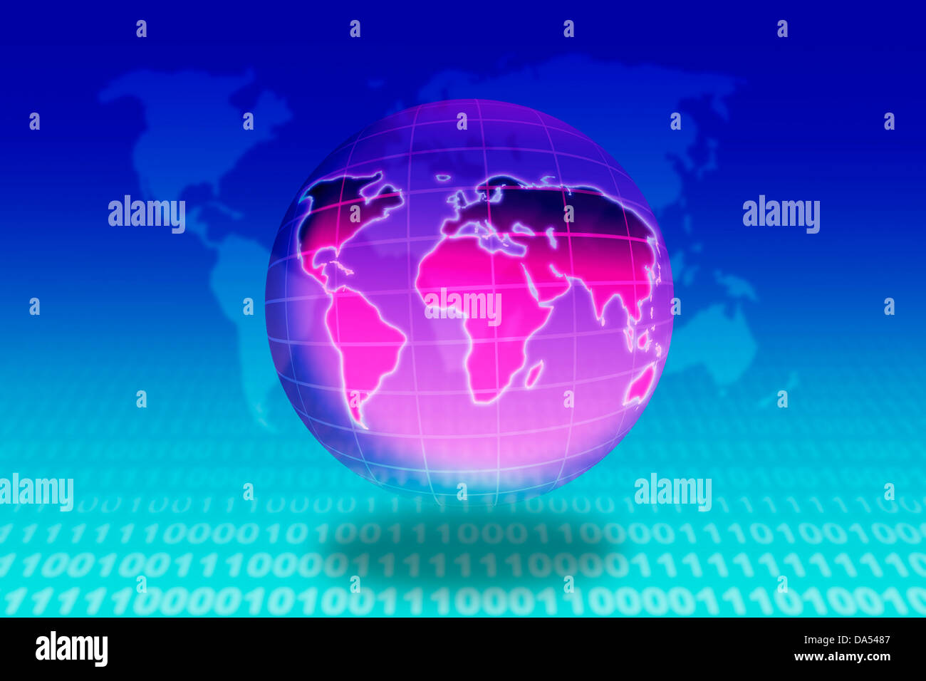earth globe with binary numbers background - concept for digital world Stock Photo - Alamy