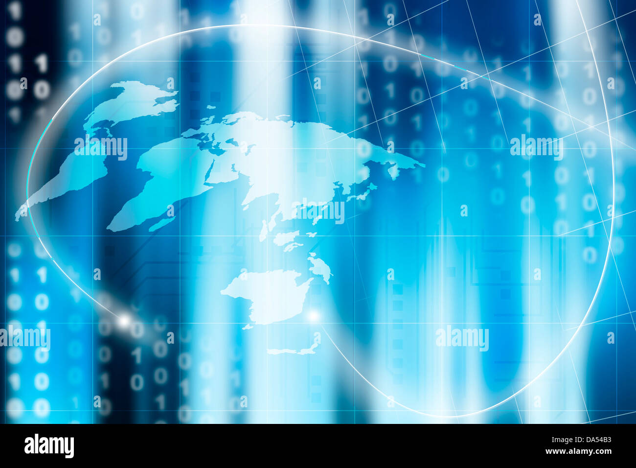 world map with binary numbers and light shapes Stock Photo - Alamy
