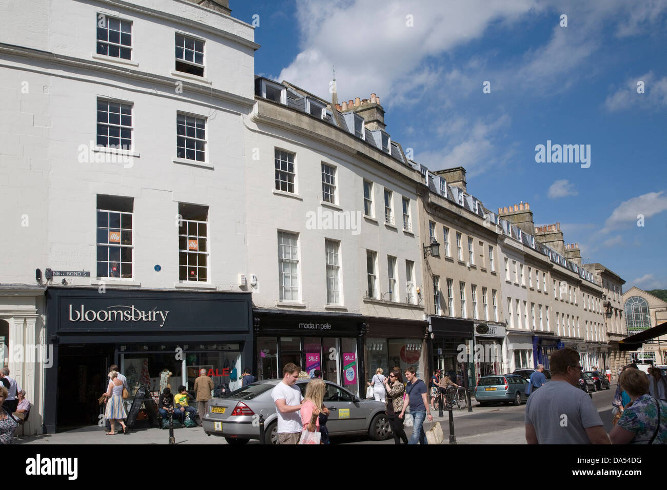 Shops in historic buildings in New Bond Street, Bath, Somerset, England ...