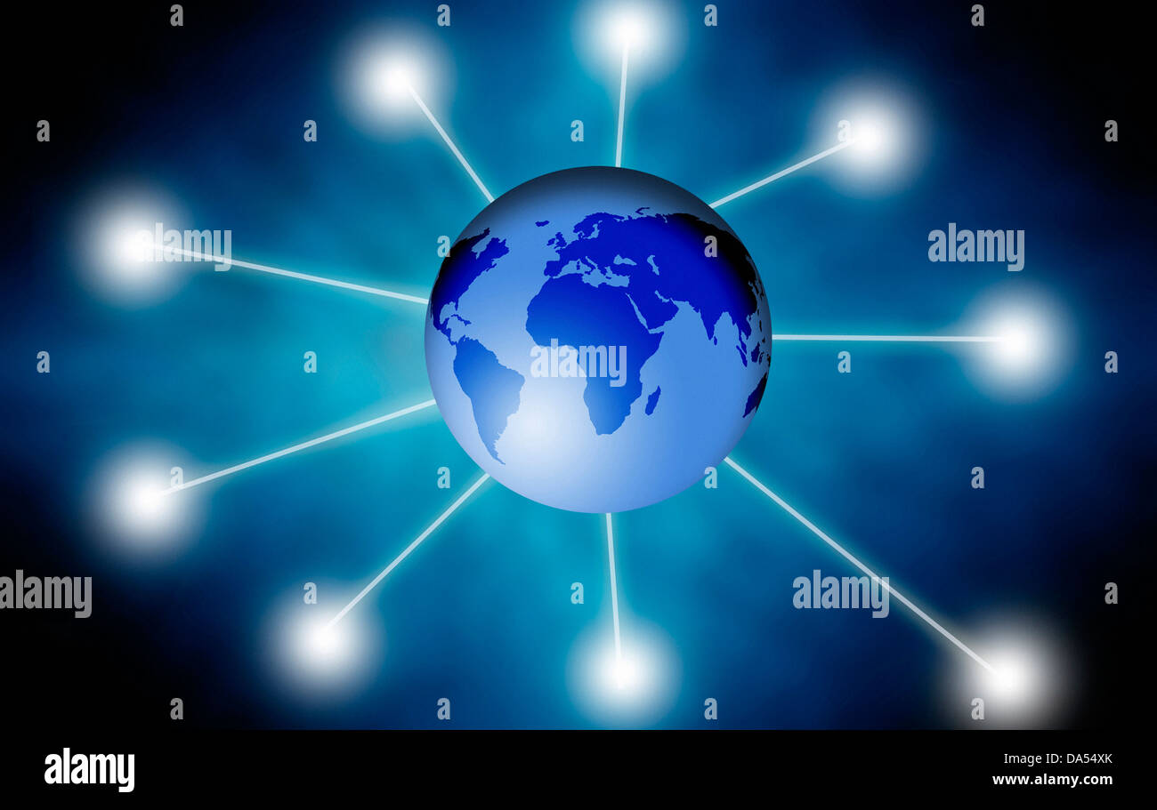 world globe with connectivity lines, social networking concept Stock ...