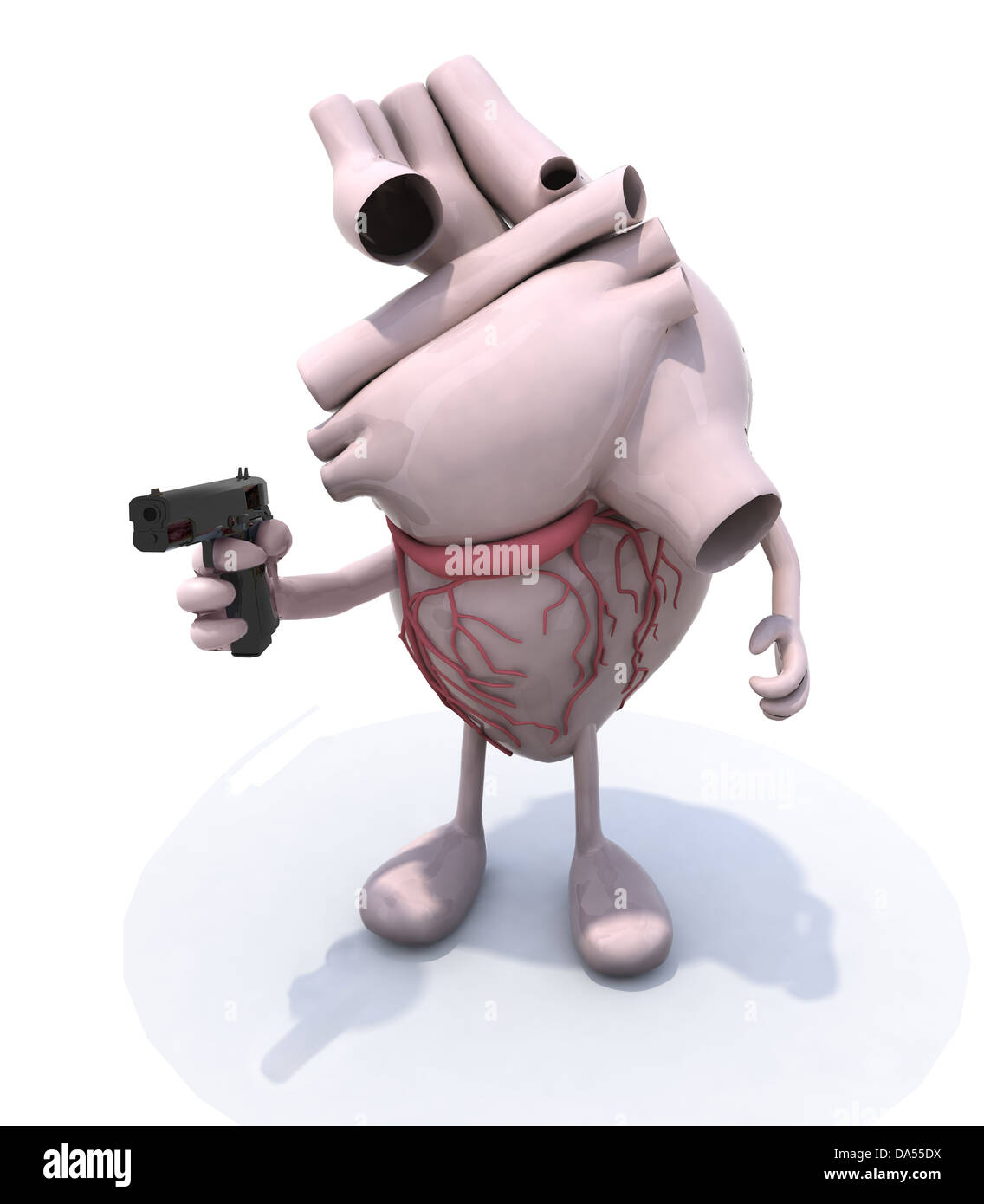 human heart organ with hands and gun, 3d illustration Stock Photo - Alamy