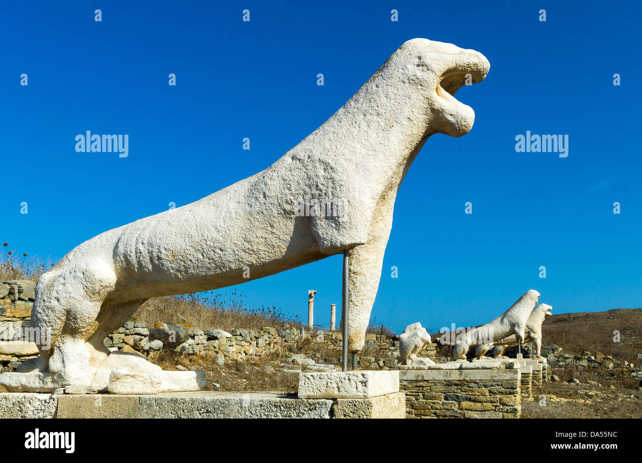 Europe Greece, Delos, archaeological site, the marble Naxian lions ...