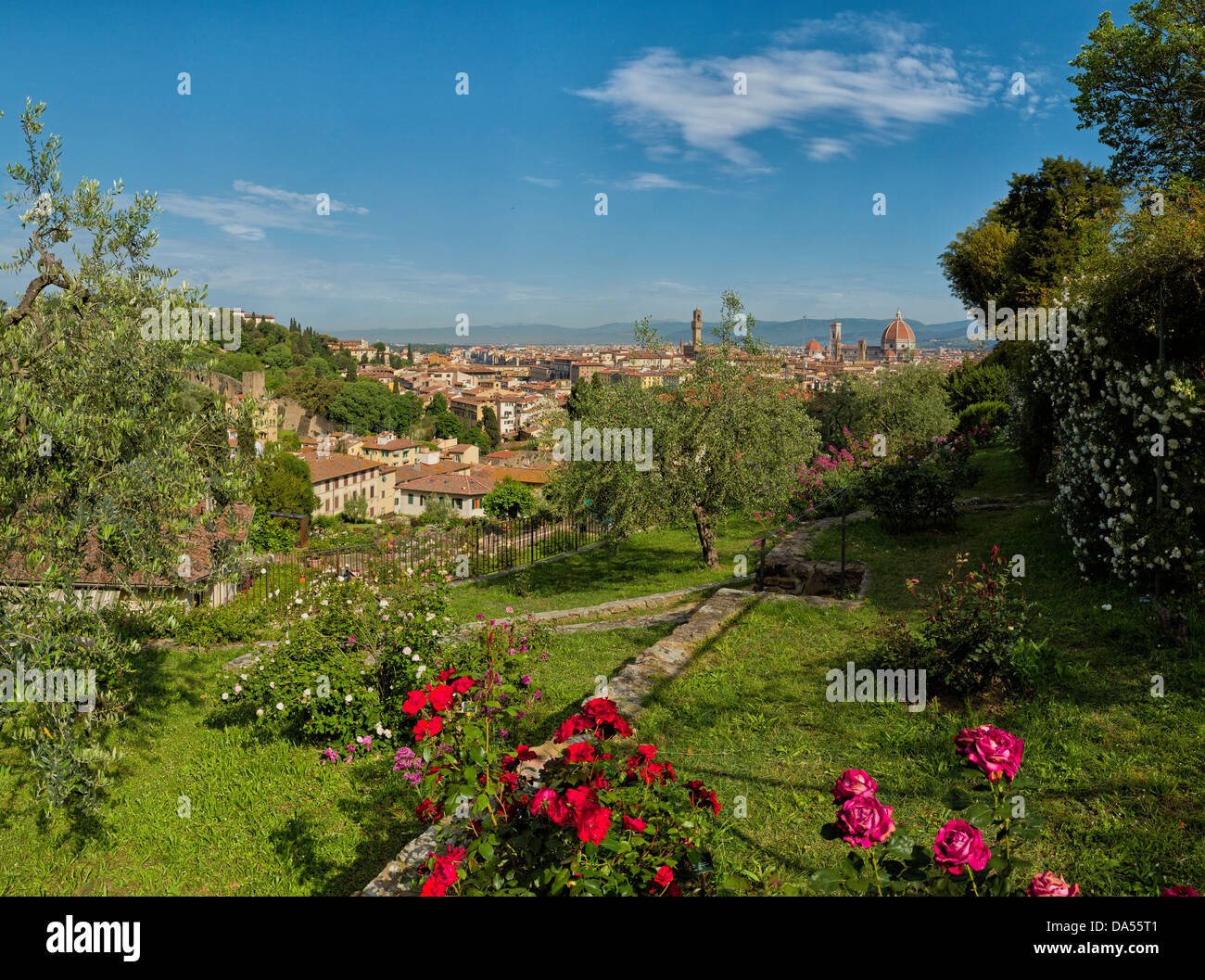 Florence, Italy, Europe, Tuscany, Toscana, town, city, overview, park ...