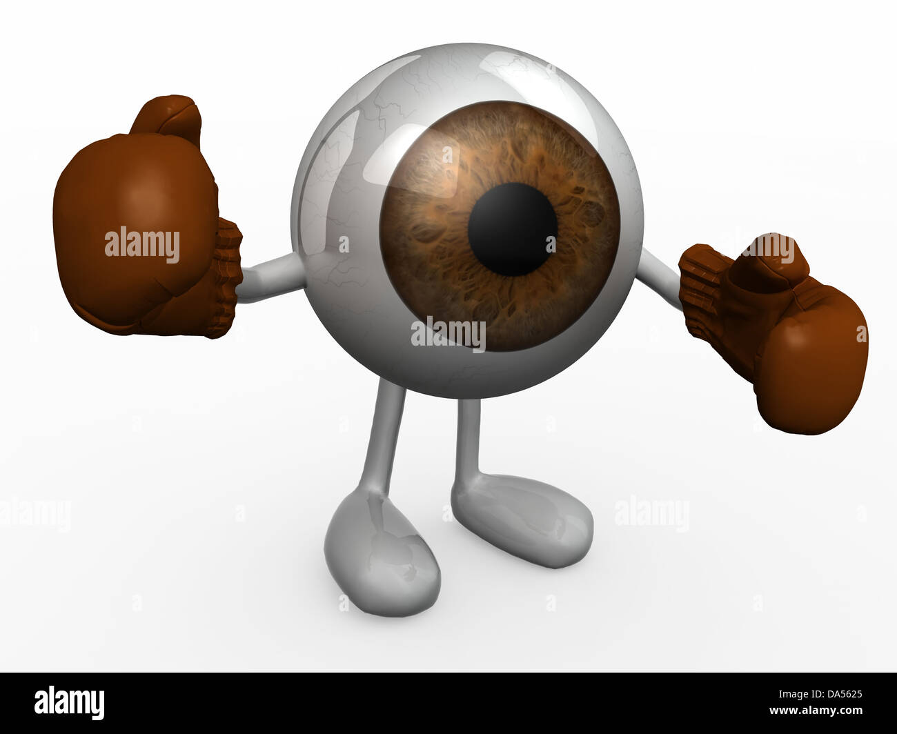 eyeball with arms and legs and boxing gloves fighting, 3d illustration ...