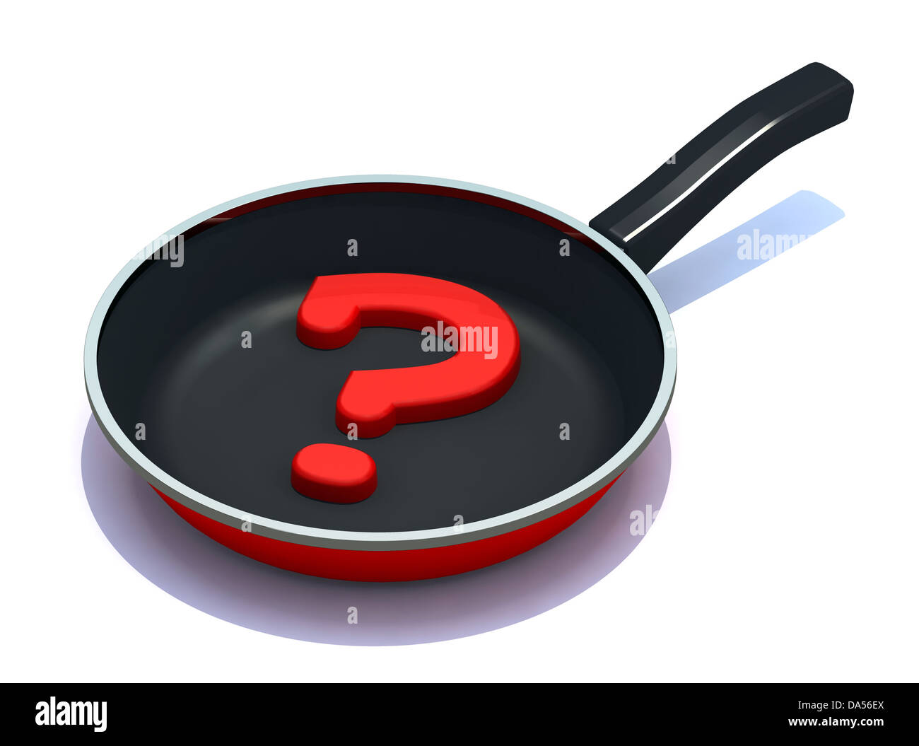 question mark on the frying pan, 3d illustration Stock Photo - Alamy