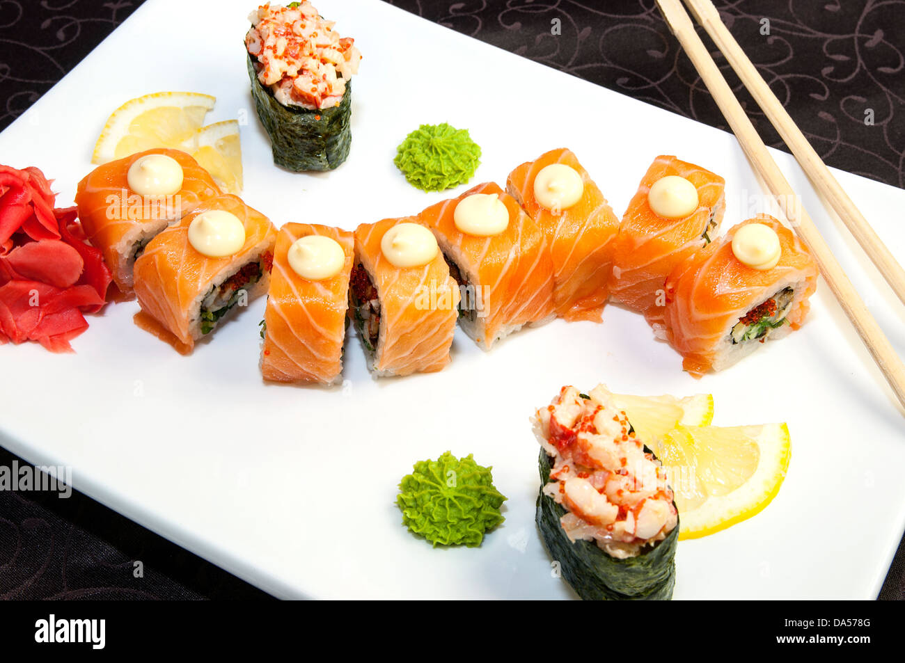 seafood sushi at a Japanese restaurant Stock Photo - Alamy
