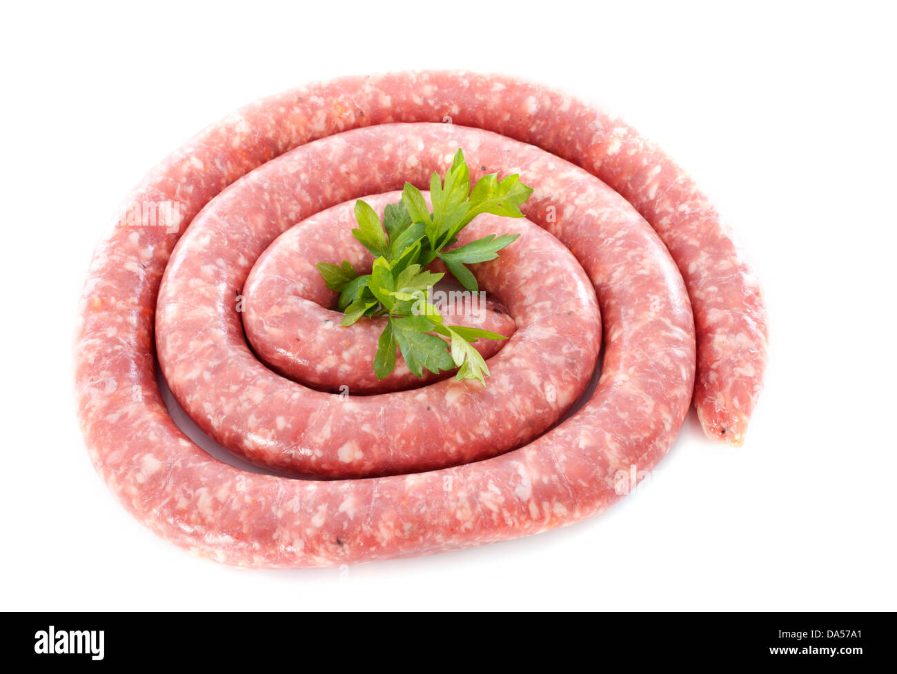 fresh sausage in front of white background Stock Photo - Alamy