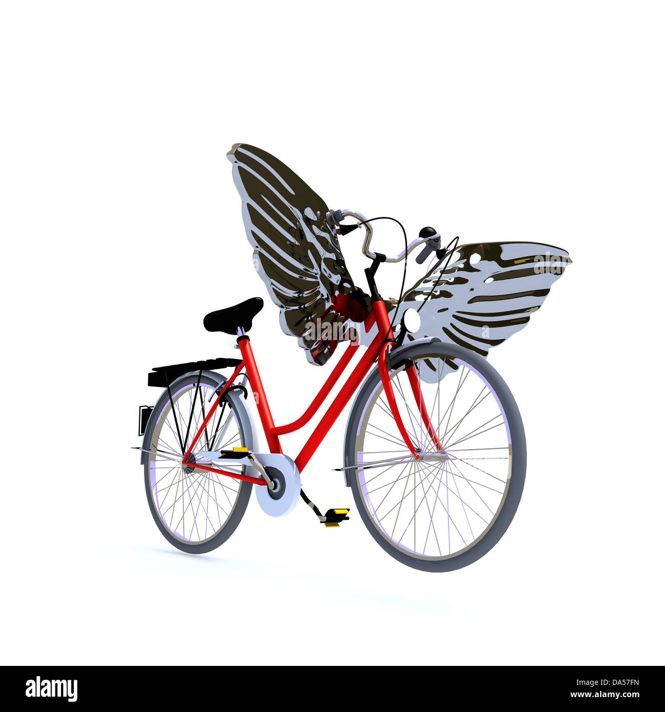 red bycicle with chromed wings Stock Photo - Alamy