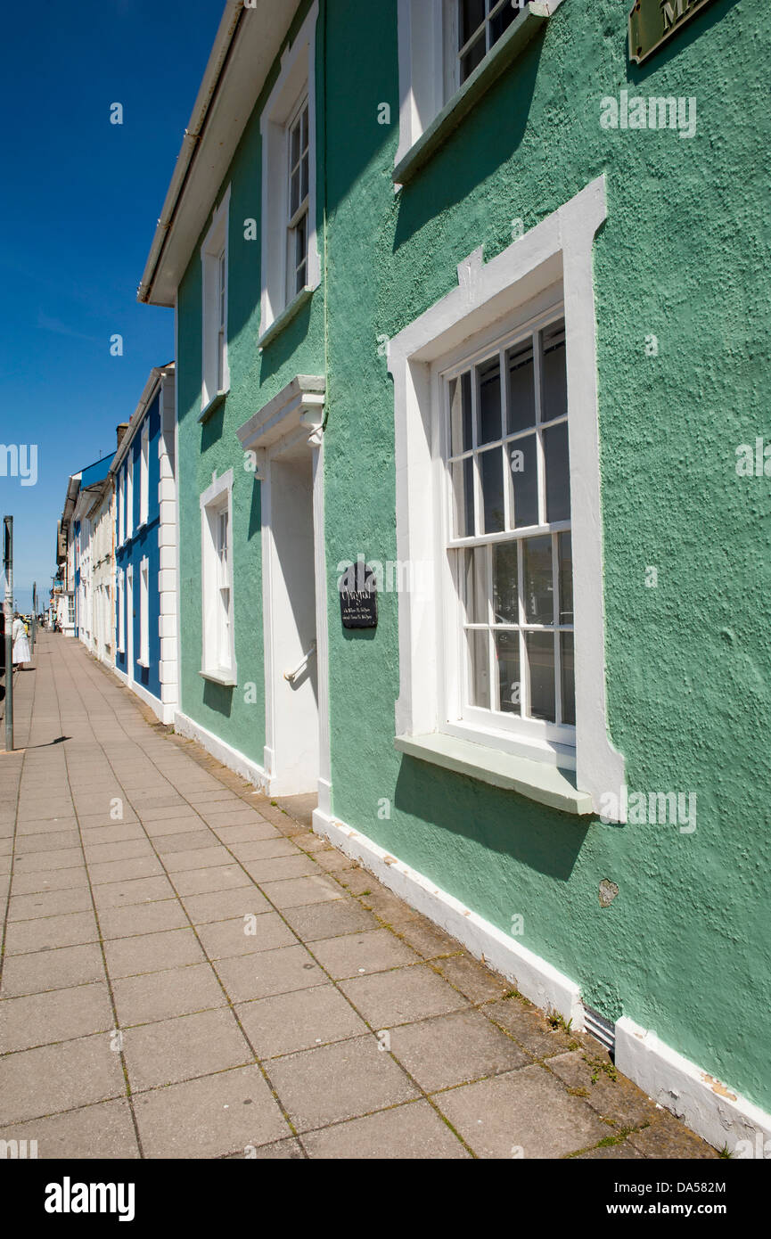 A street of colourful painted houses and businesses Aberaeron Stock ...