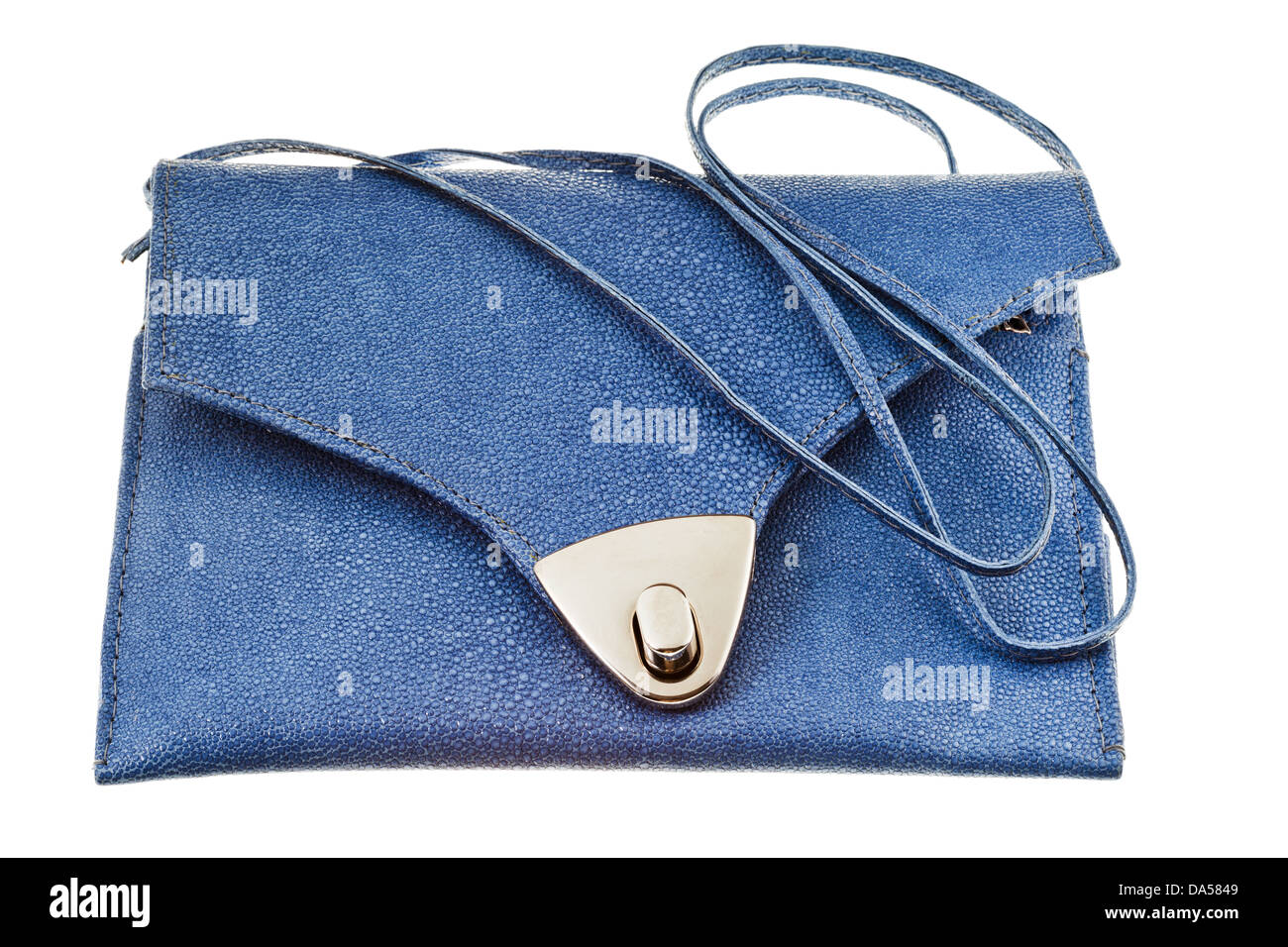 small flat blue handbag isolated on white background Stock Photo - Alamy