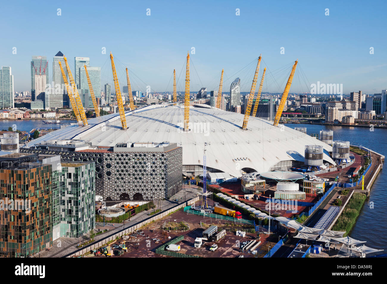 England, London, O2 Arena and Docklands Skyline Stock Photo - Alamy