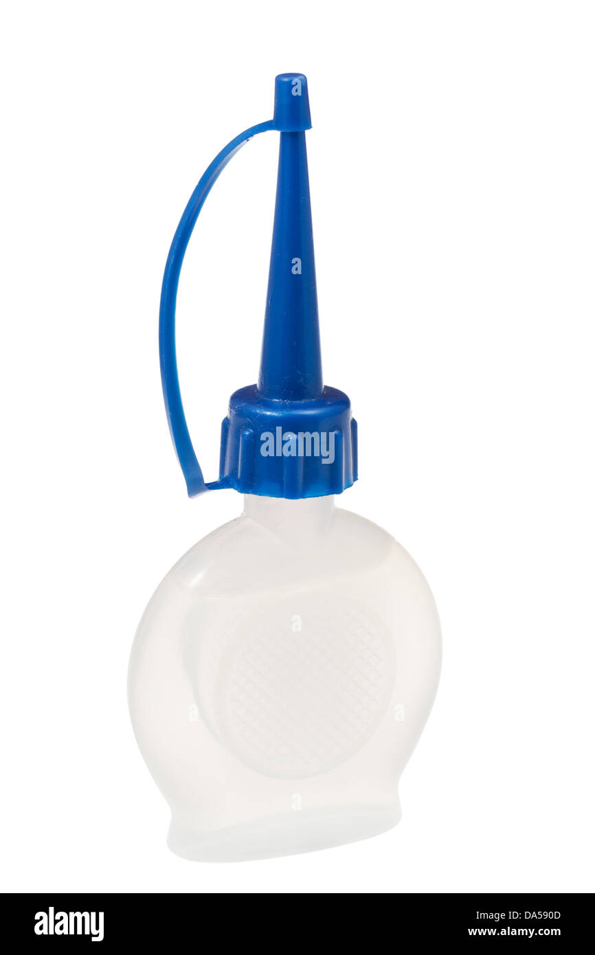 small plastic oiler with blue cap isolated on white background Stock ...