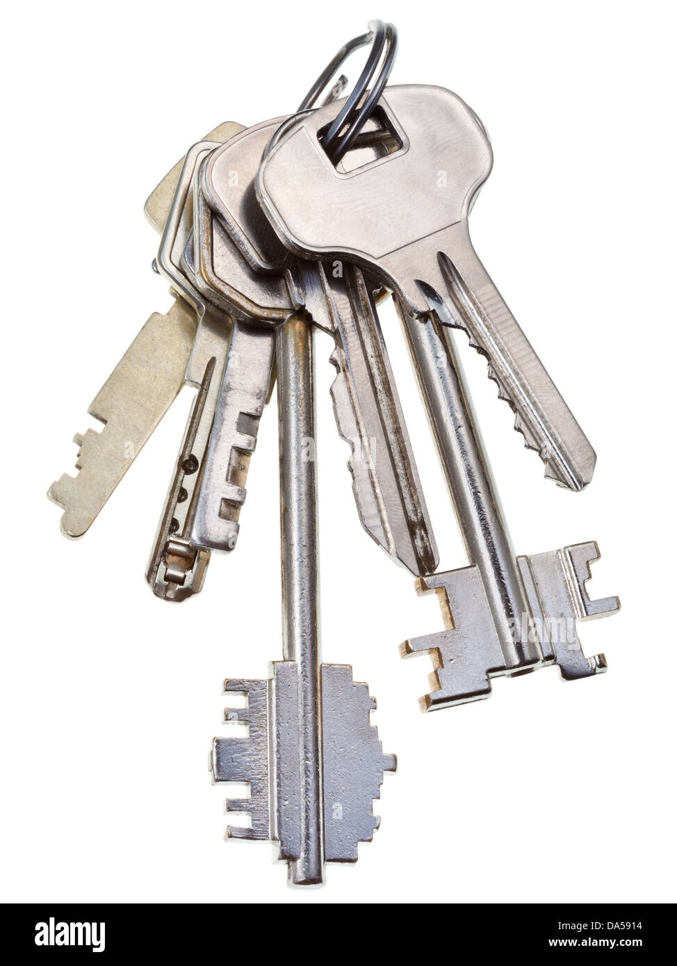 bunch of door keys isolated on white background Stock Photo - Alamy