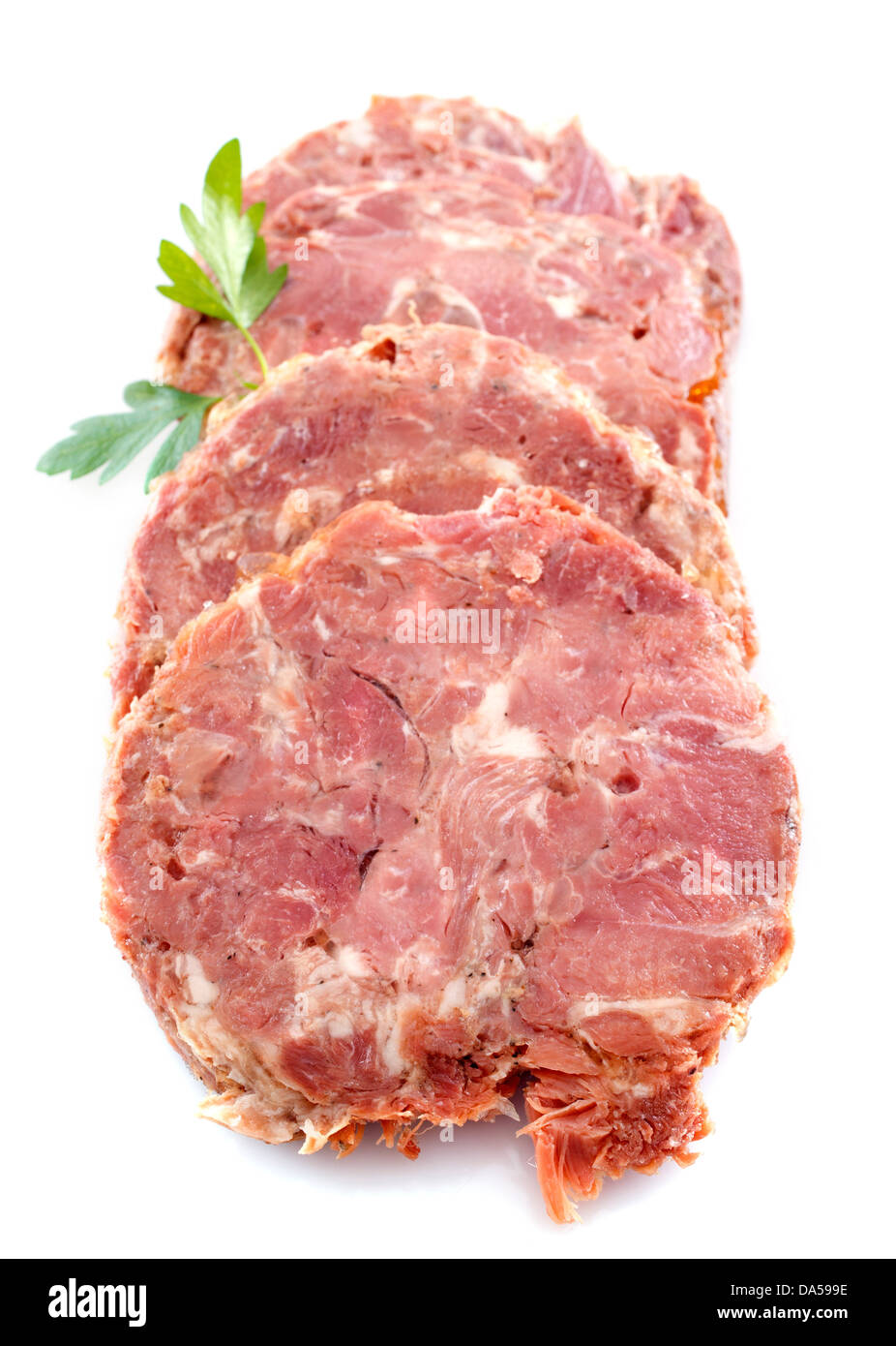 meat terrine in front of white background Stock Photo - Alamy