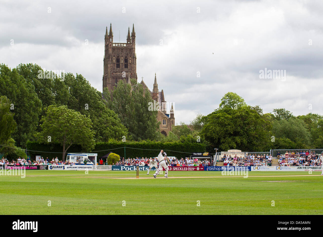 Worcester, UK. 4th July 2013. A general view of play during day three ...
