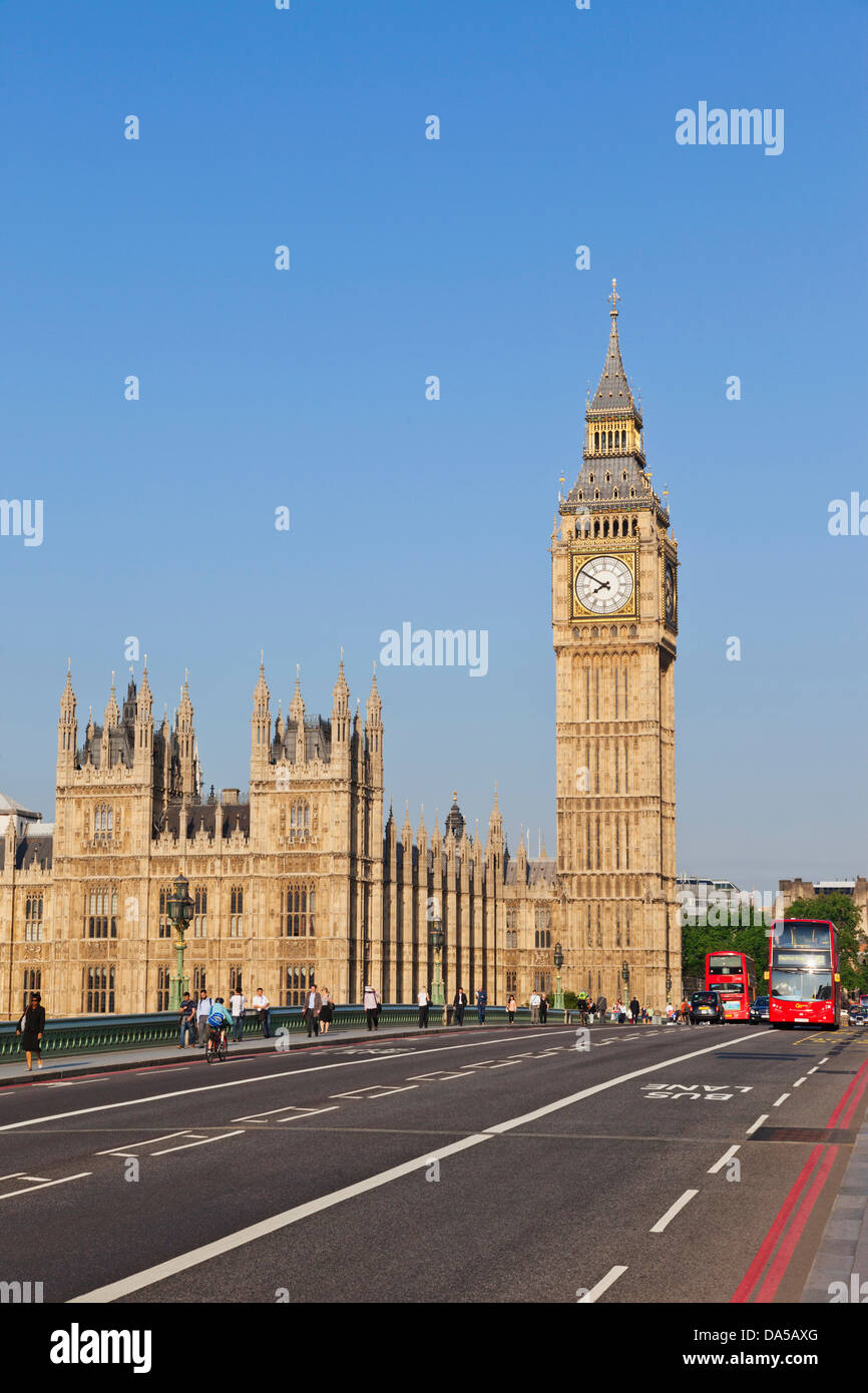 England, London, Westminster, Big Ben and Westminster Bridge Stock ...