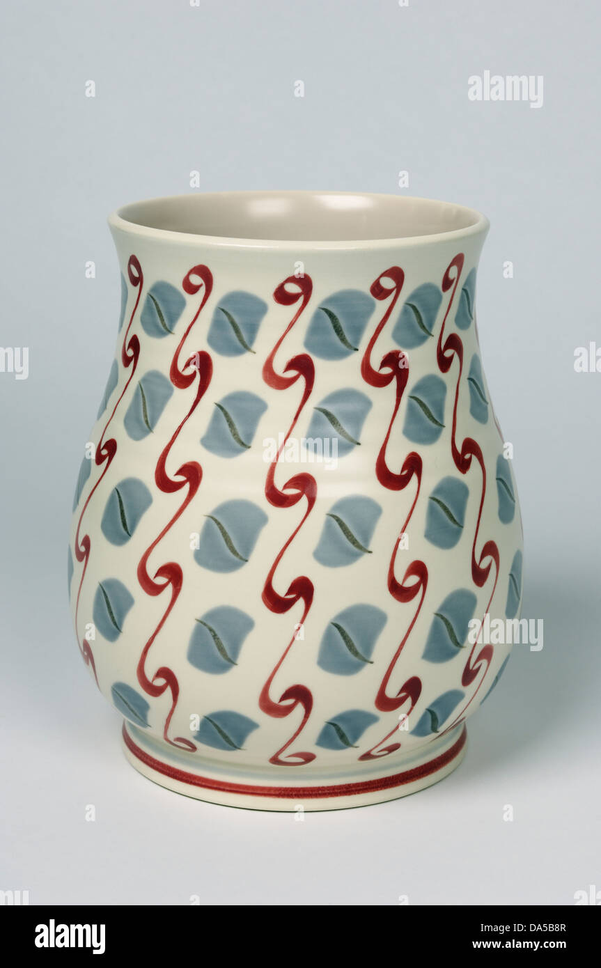 An English Poole Pottery 'Freeform' vase with handpainted decoration ...