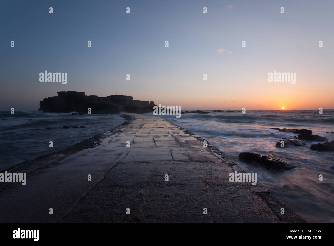 Fort Clonque causeway Alderney Channel Islands Stock Photo - Alamy