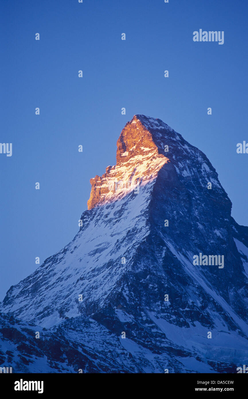 Switzerland, Europe, Valais, Valais, Cervin, Matterhorn, snow, winter ...