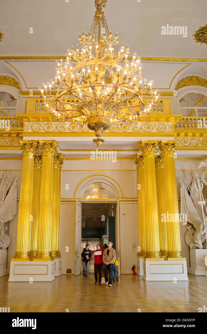 Large room & doorway with polished floor & columns in State Hermitage ...