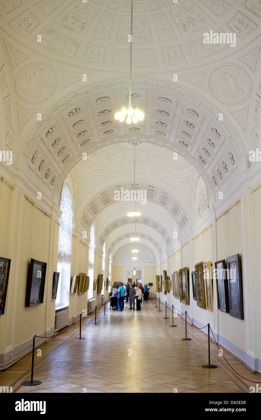 Long corridor with polished floor in State Hermitage Museum, one of ...